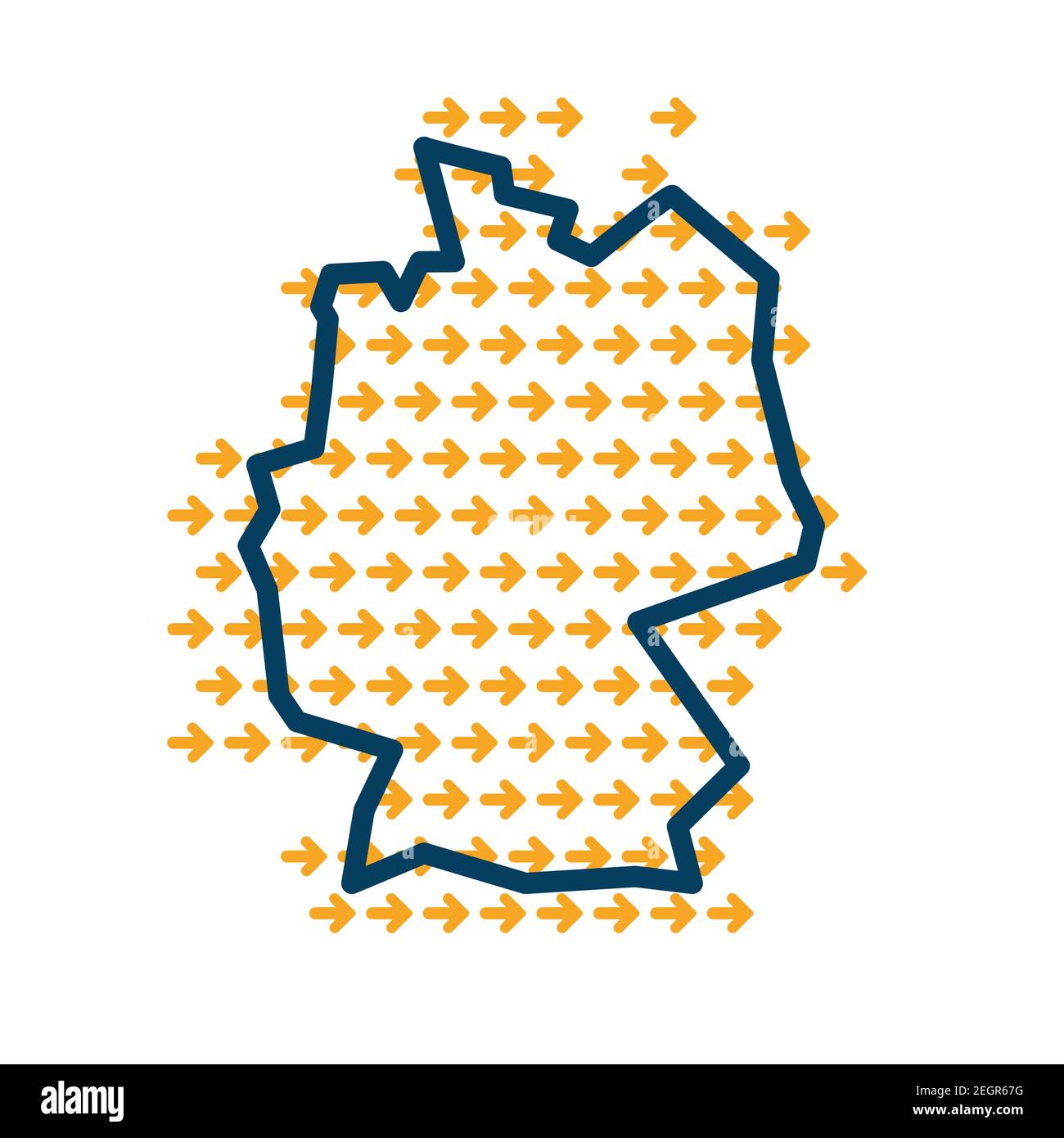 Germany simple outline map with yellow direction guide arrows Stock ...