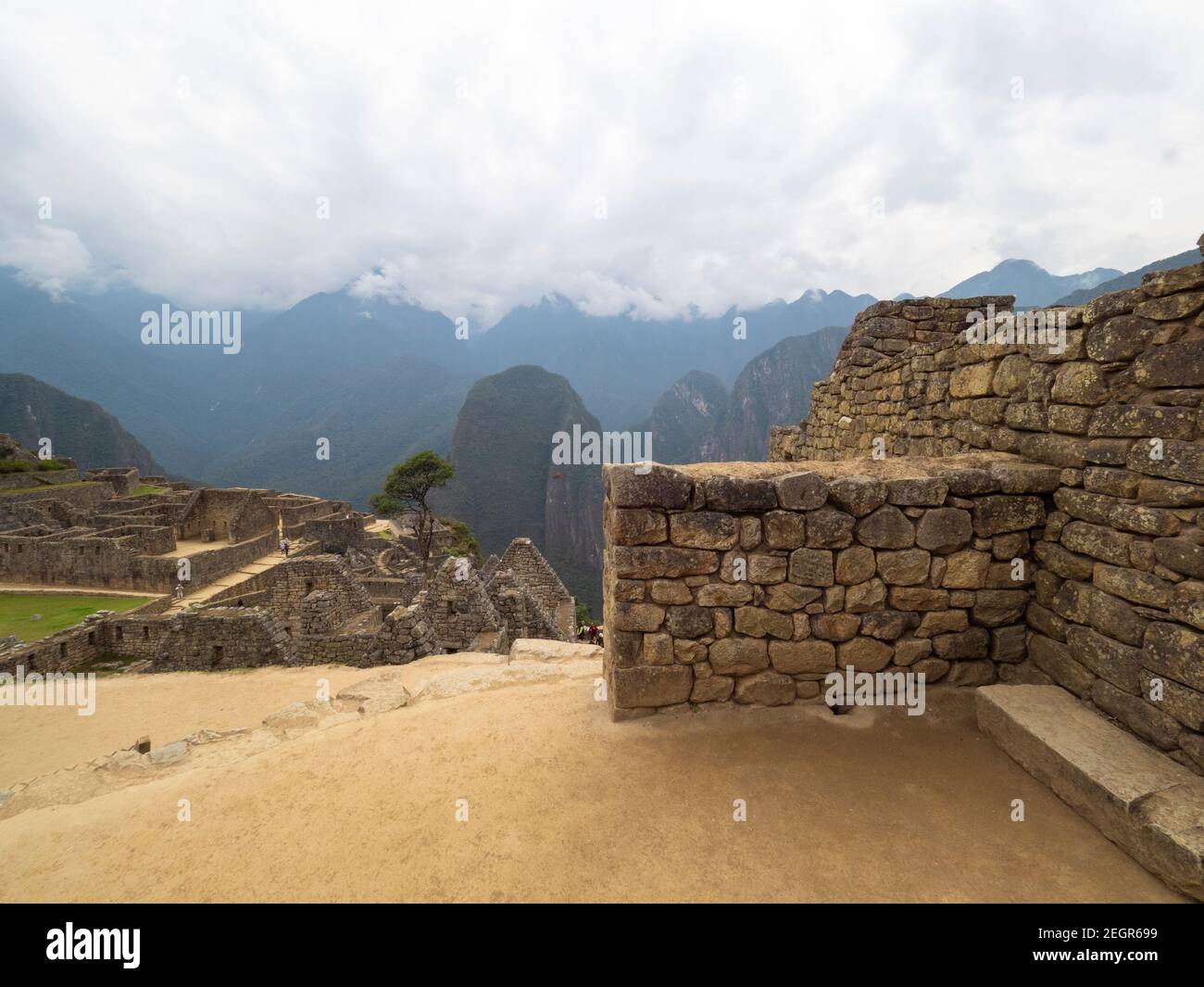 Mountain range view from Machu Picchu stone walls Stock Photo - Alamy