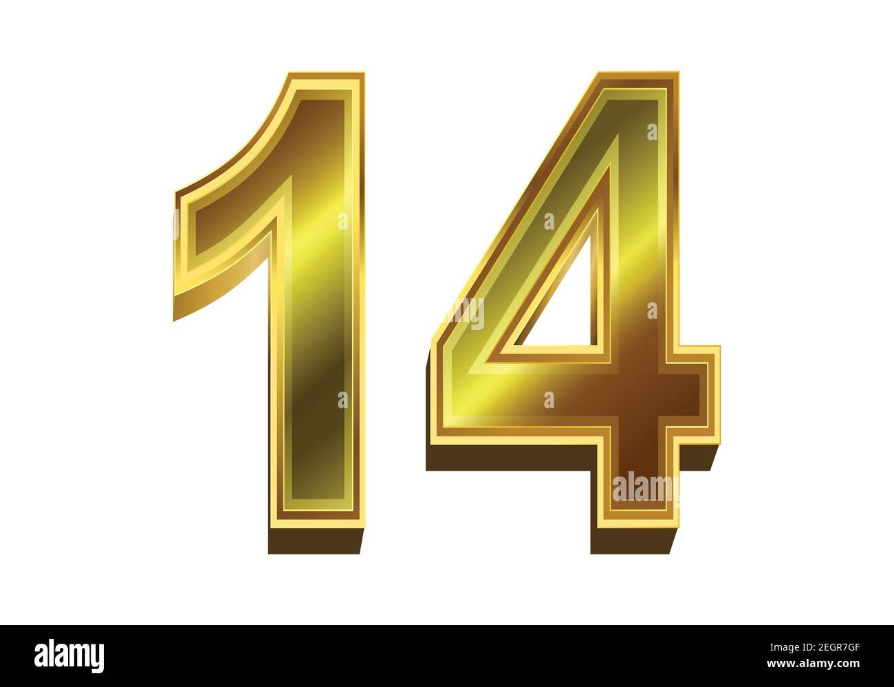 3d golden number14 isolated on white background Stock Vector Image ...