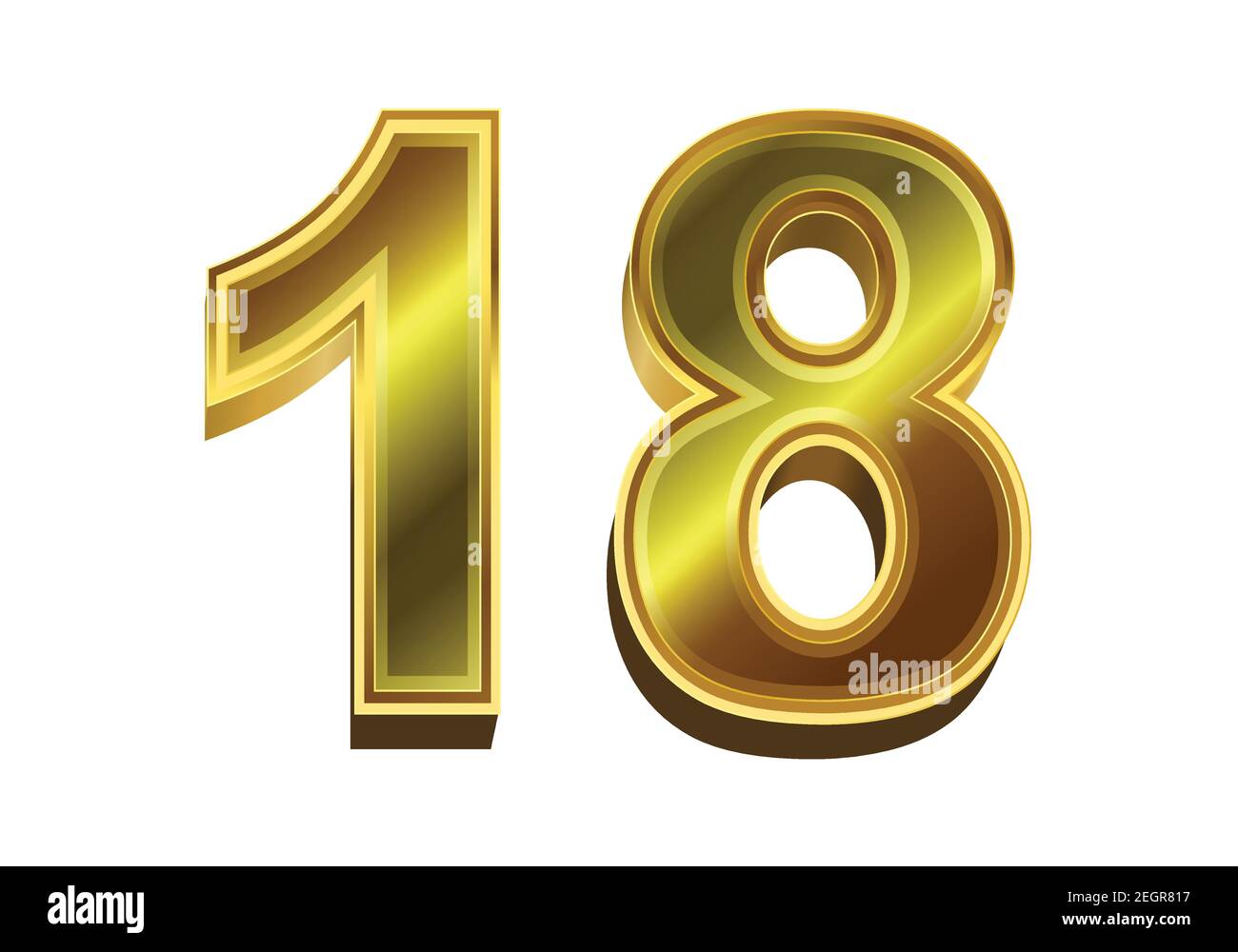 3d golden number 18 isolated on white background Stock Vector Image ...