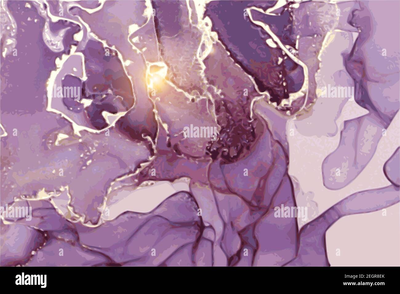 Violet, purple, and gold stone marble texture. Alcohol ink technique ...