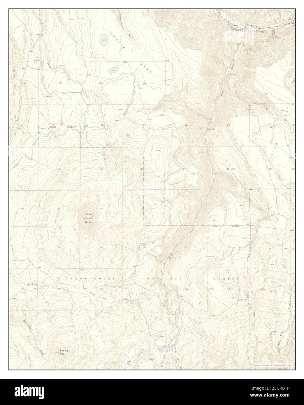 Little Cone, Colorado, map 1953, 1:24000, United States of America by ...