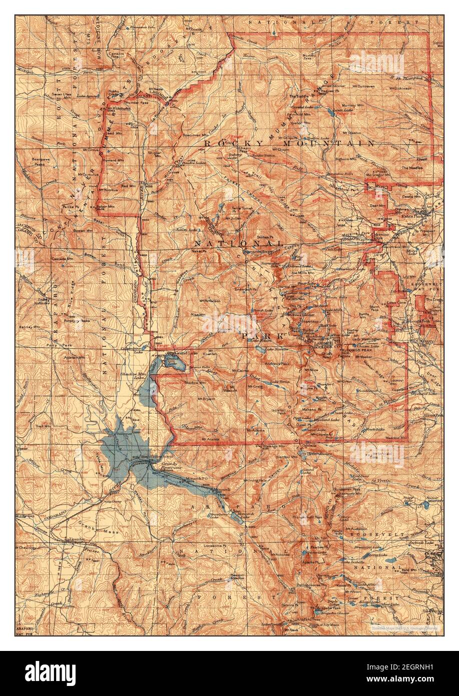 Rocky Mountain National Park, Colorado, map 1919, 1:125000, United ...