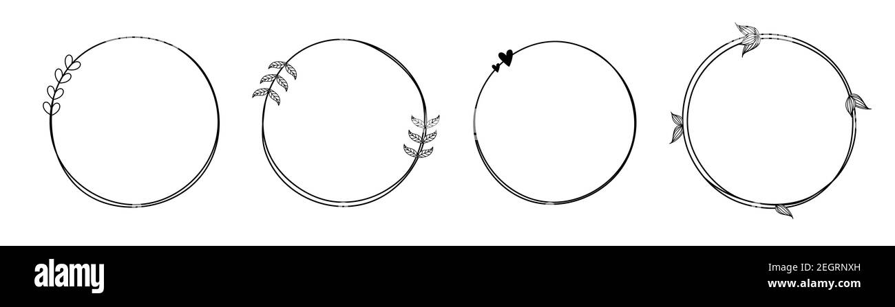 Set of round hand drawn doodle frames isolated on white background ...