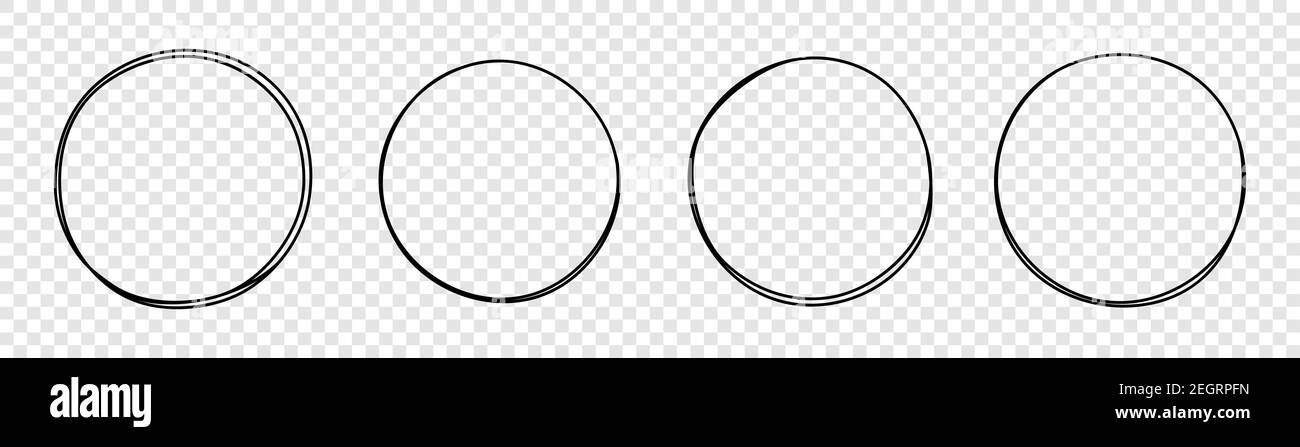 Set of round hand drawn doodle frames isolated on white background ...