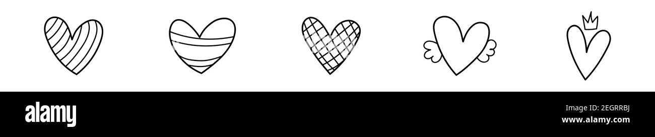 Set of nine hand drawn heart. Handdrawn rough marker hearts isolated on ...
