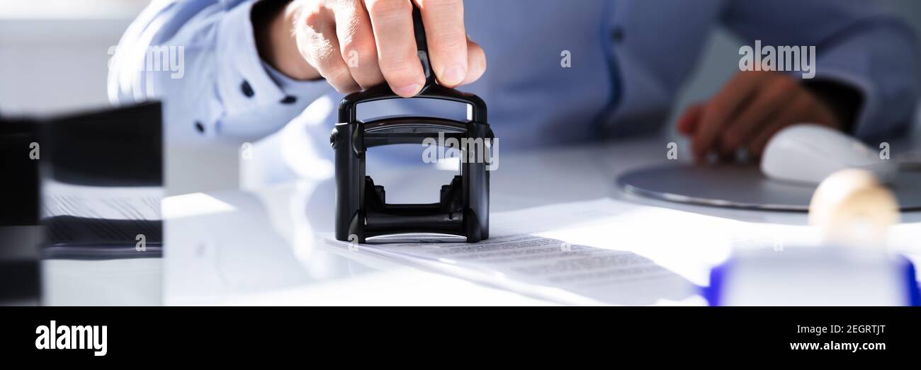 Public Notary Contract Document Stamp And Permit Approve Stock Photo ...