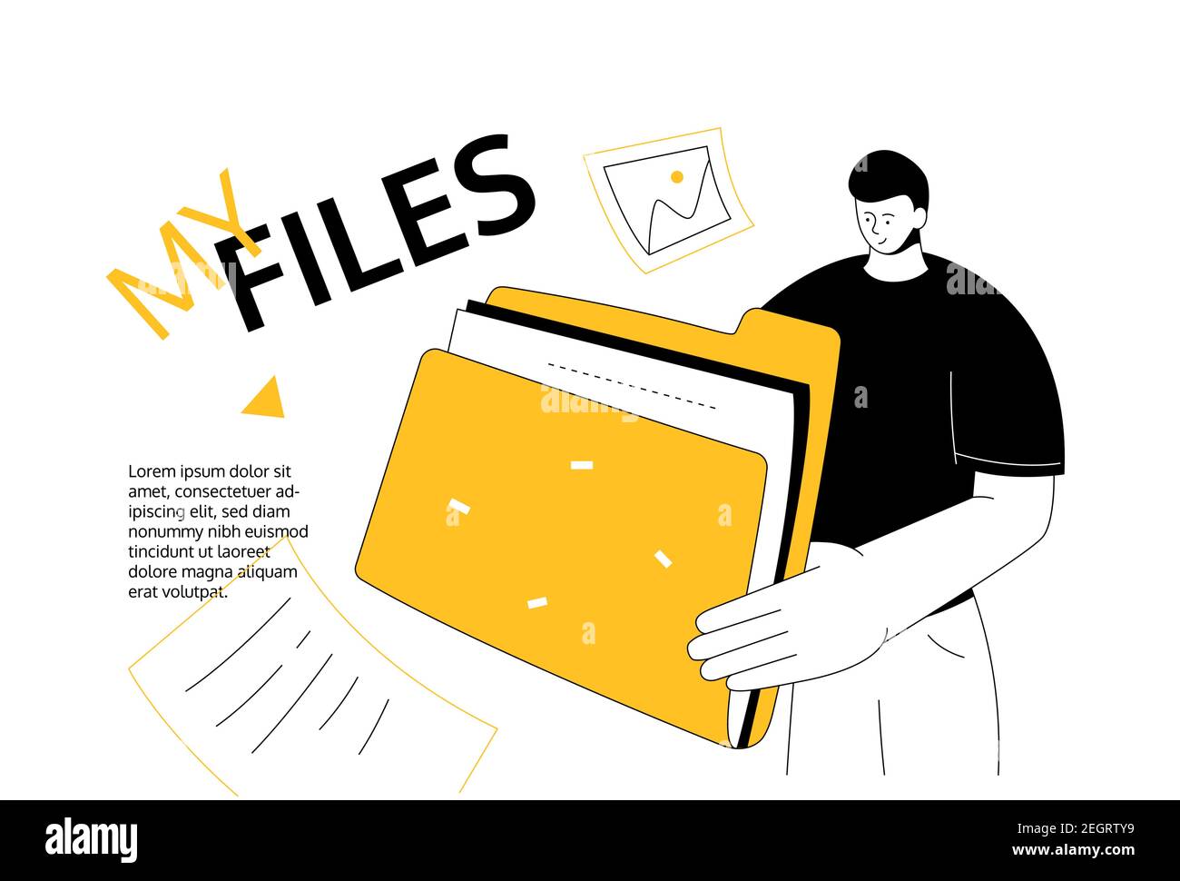 My files - modern colorful flat design style web banner with line ...