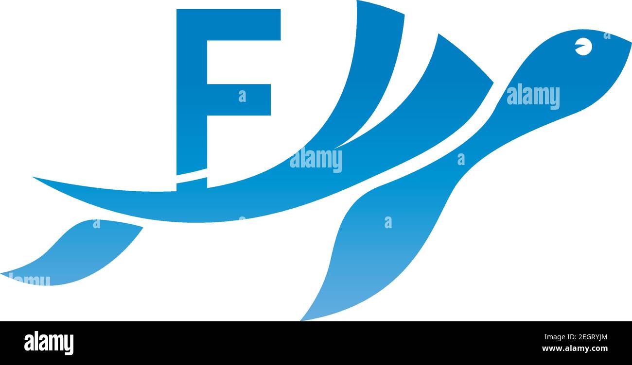 Sea turtle icon with letter F logo design illustration template Stock ...