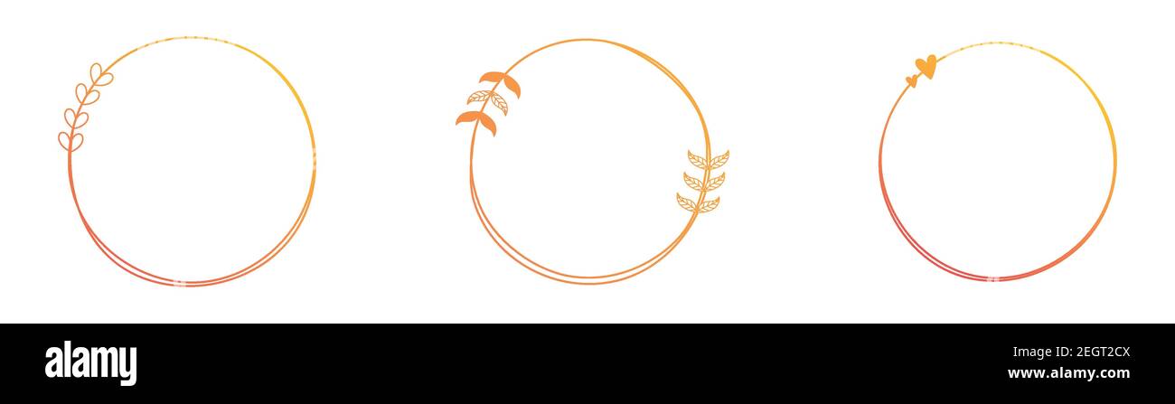 Set of round hand drawn doodle frames isolated on white background ...