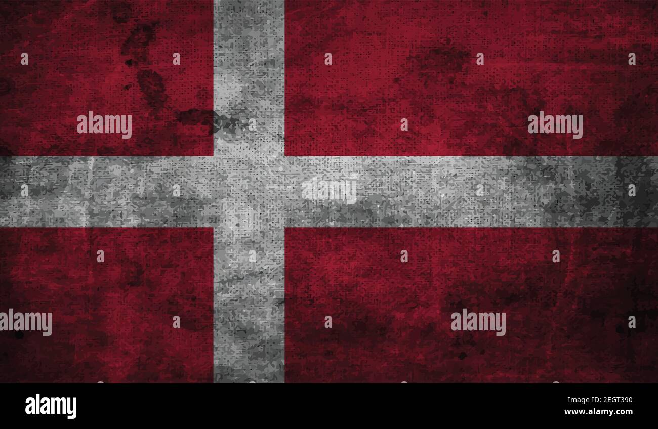 Denmark flag with waving grunge texture. Vector background Stock Vector ...