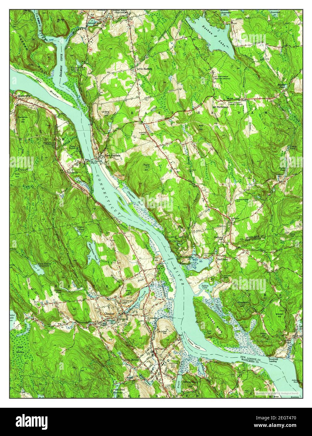 Deep River, Connecticut, map 1952, 1:24000, United States of America by ...