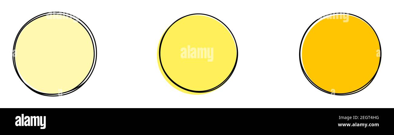 Set of round hand drawn doodle frames isolated on white background ...