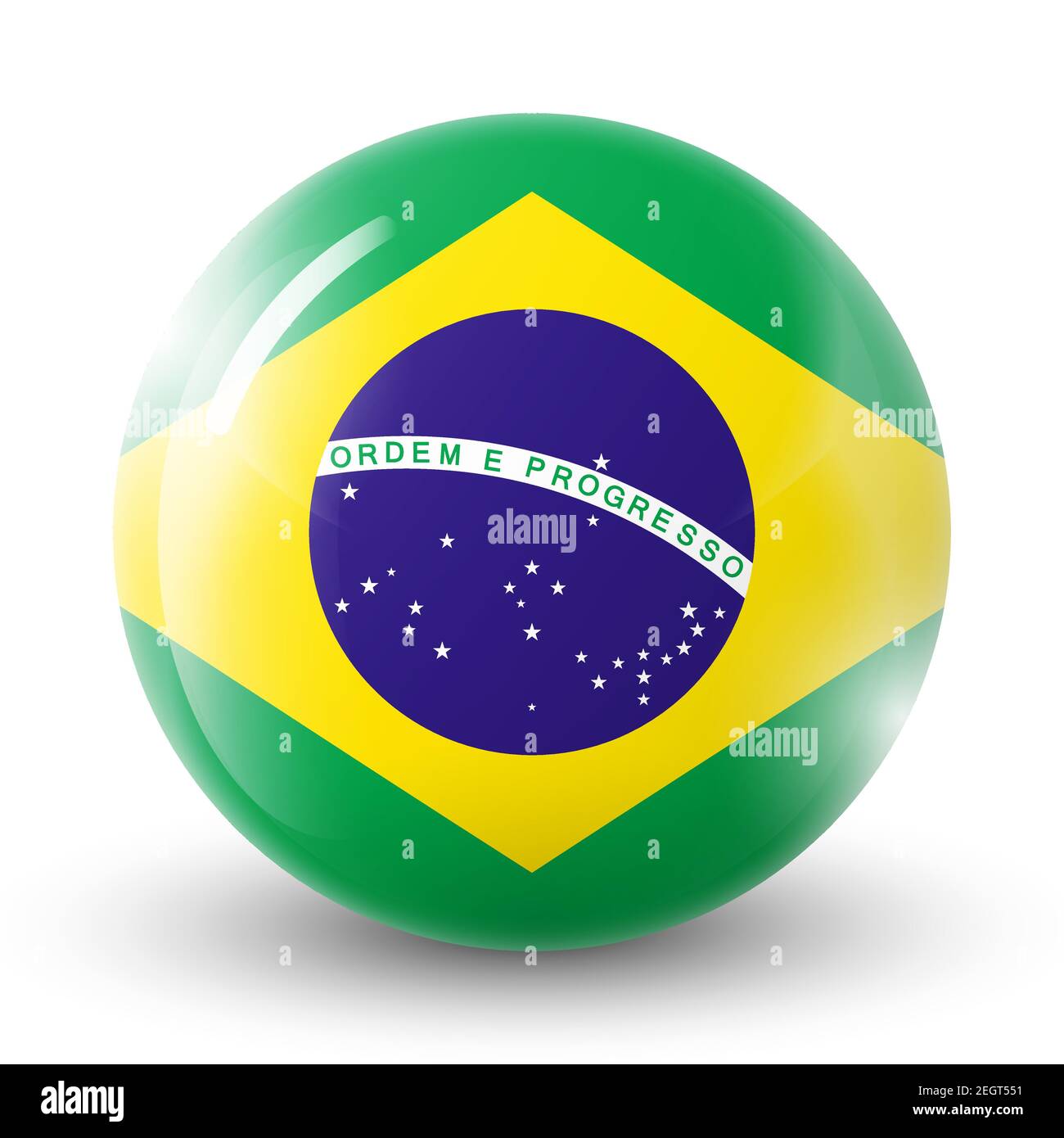Glass light ball with flag of Brazil. Round sphere, template icon ...