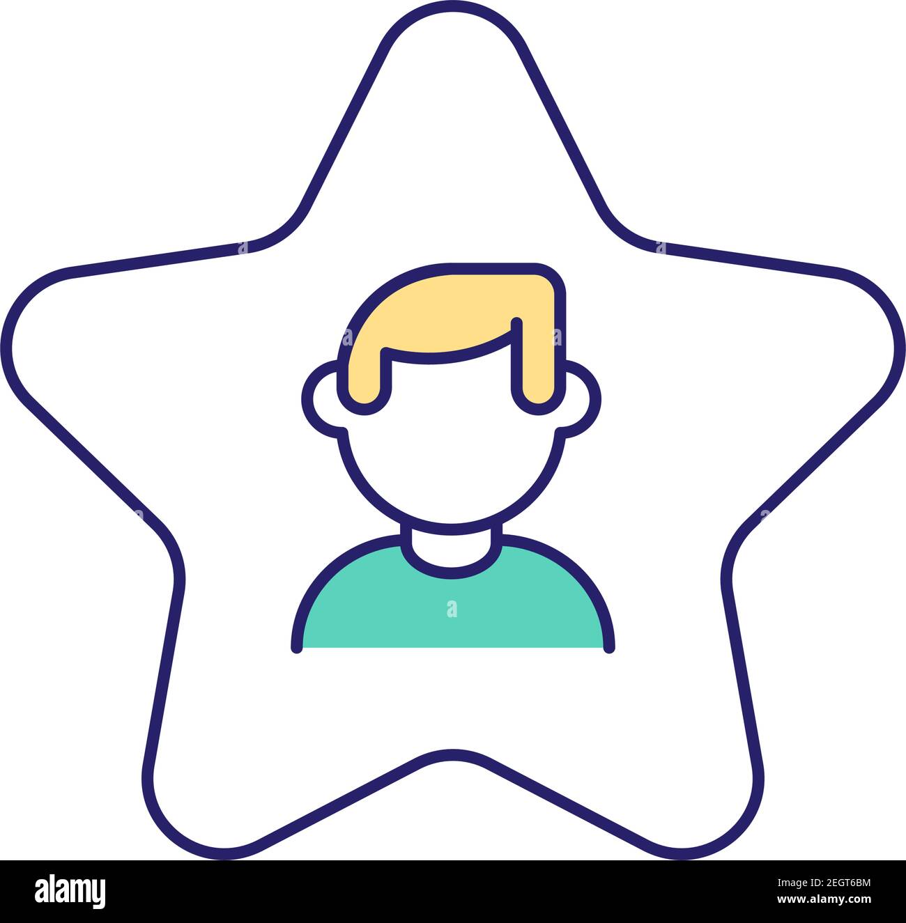 Faceless character in star shaped frame RGB color icon Stock Vector ...