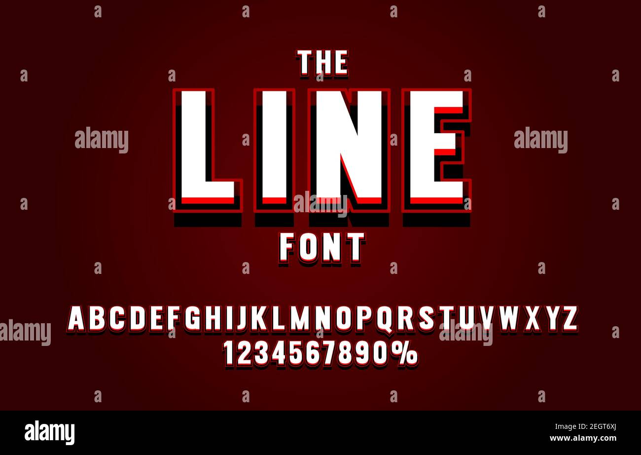 Red line font set collection, letters and numbers symbol. Vector ...