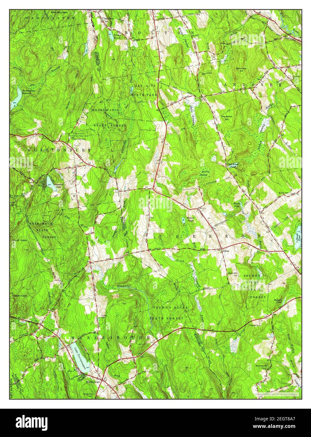Marlborough, Connecticut, map 1953, 1:24000, United States of America ...