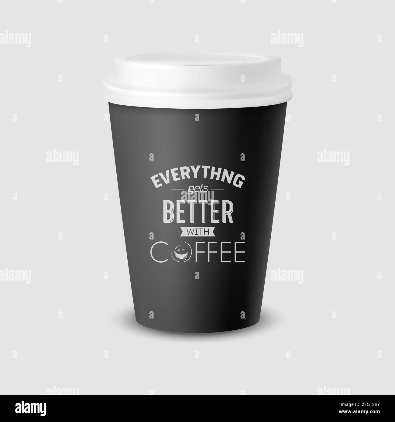 Vector 3d Realistic Black Paper Disposable Cup with White Lid Isolated ...