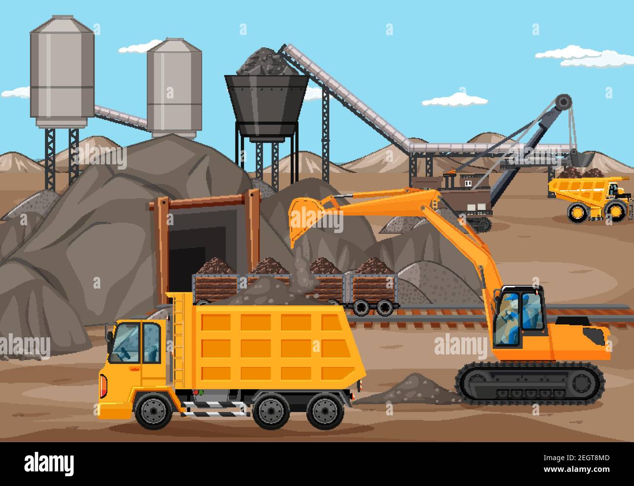 Landscape of coal mining scene illustration Stock Vector Image & Art ...