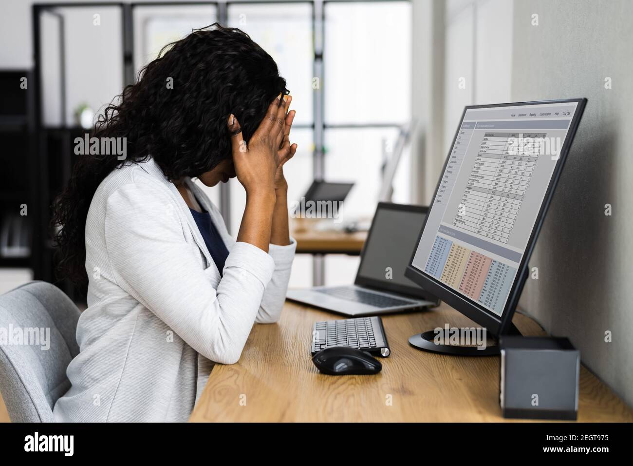Tired bored african american woman hi-res stock photography and images ...