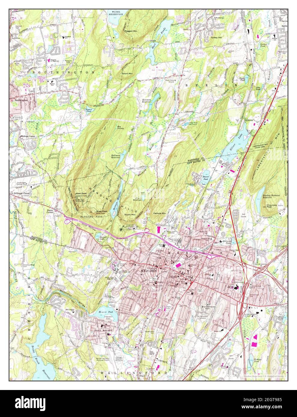 Meriden, Connecticut, map 1967, 1:24000, United States of America by ...