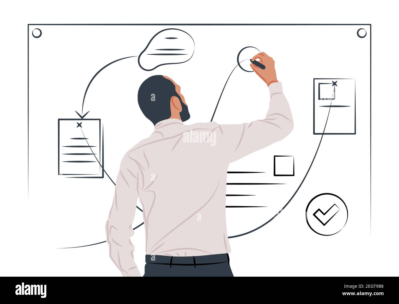 Vector planning man in shadow of sharp lines style Stock Vector Image ...