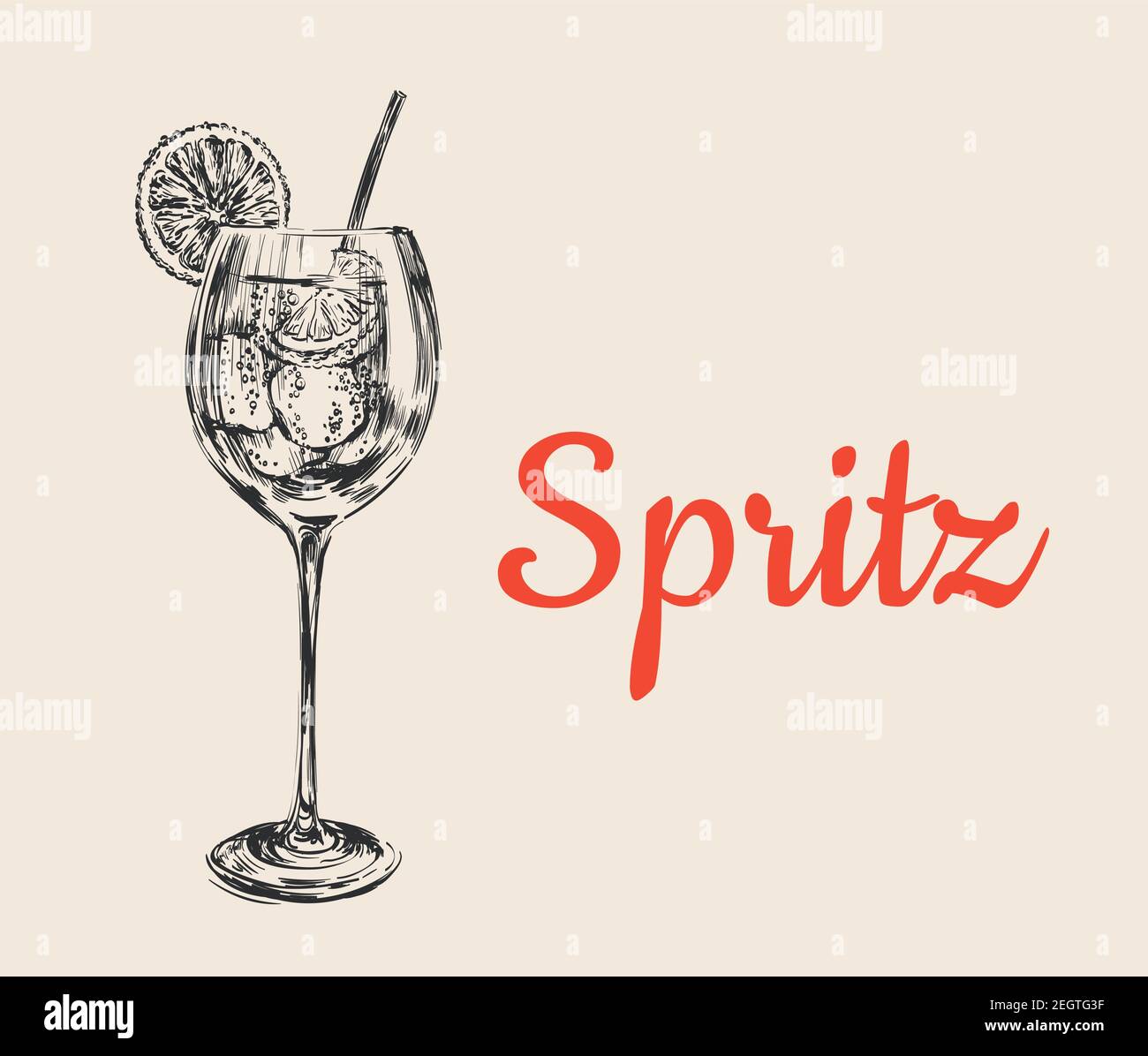Spritz Hand Drawn Summer Cocktail Drink Vector Illustration Stock ...
