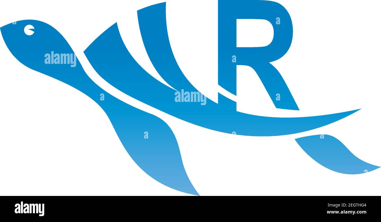 Sea turtle icon with letter R logo design illustration template Stock ...