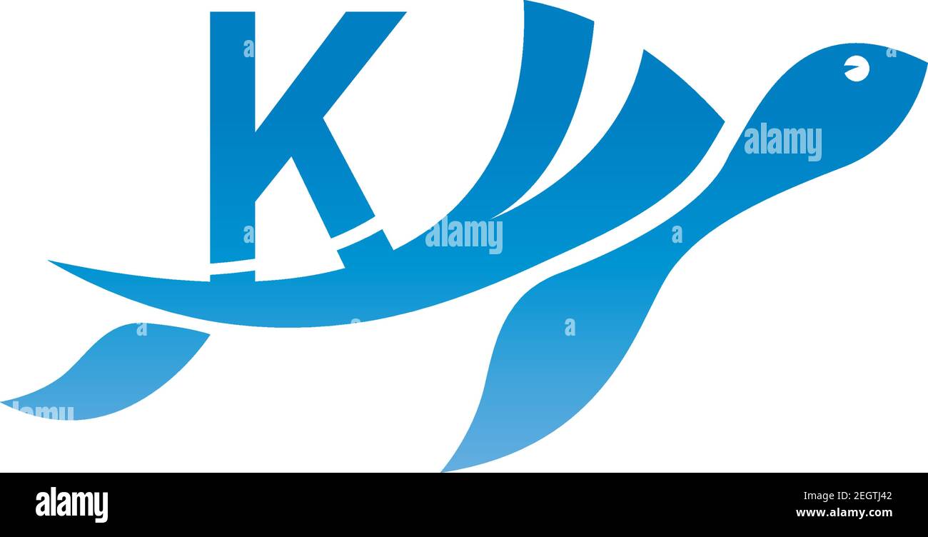 Sea turtle icon with letter K logo design illustration template Stock ...