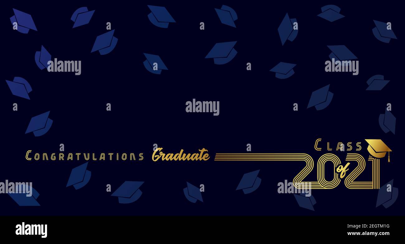 Class Of 2021 Congratulation Graduate Golden Design On Dark Blue