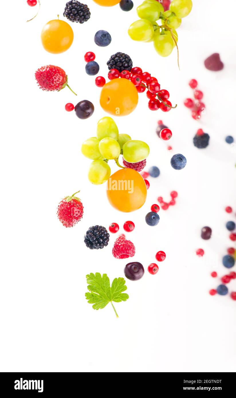 berry mix isolated on a white background Stock Photo - Alamy