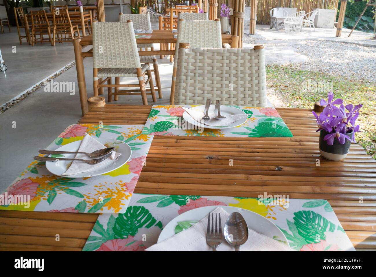 Simple resort furniture seat setting arrangement, stock photo Stock ...