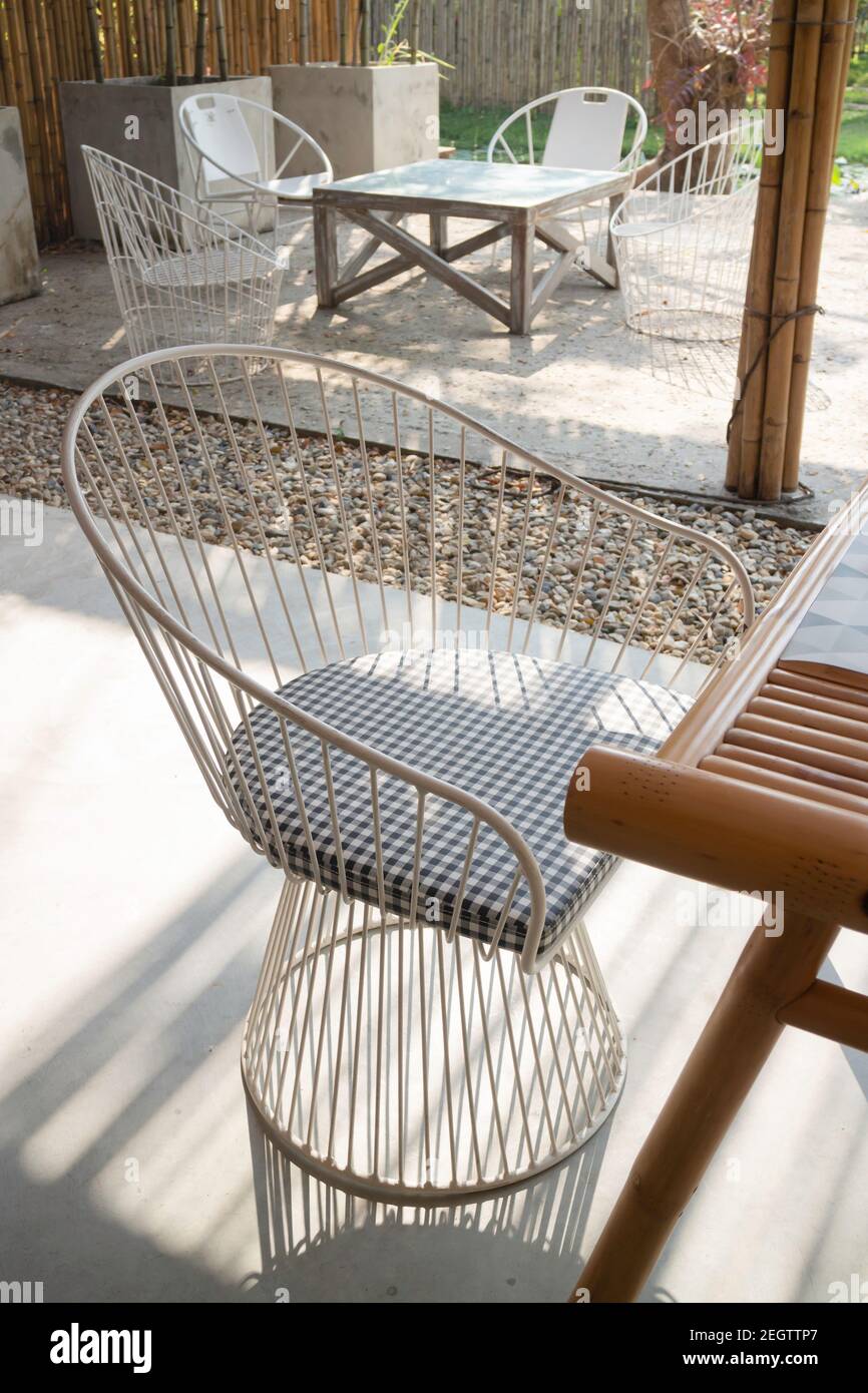 Simple resort furniture seat setting arrangement, stock photo Stock ...