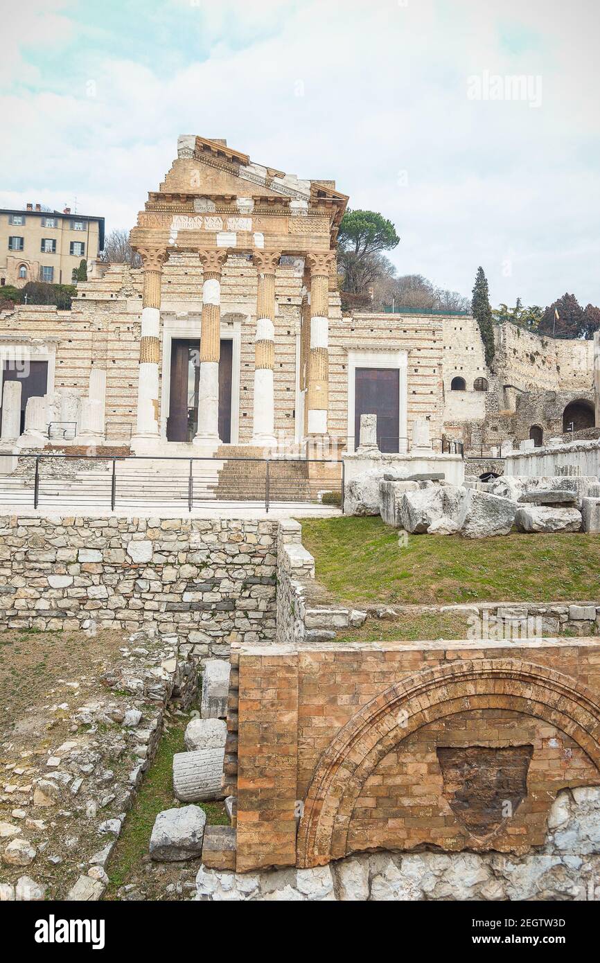 The Capitolium or the Temple of the Capitoline Triad in Brescia Stock ...