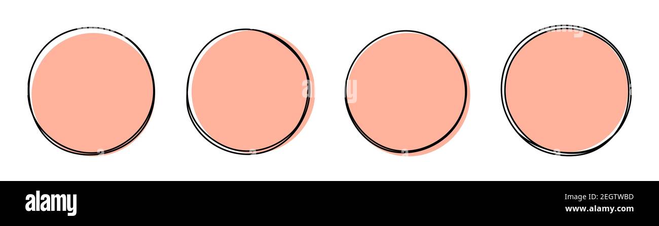 Set of round hand drawn doodle frames isolated on white background ...