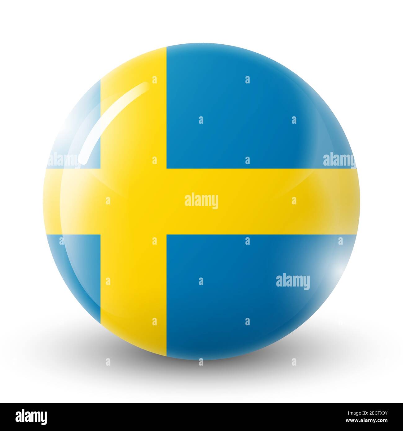 Glass light ball with flag of Sweden. Round sphere, template icon ...
