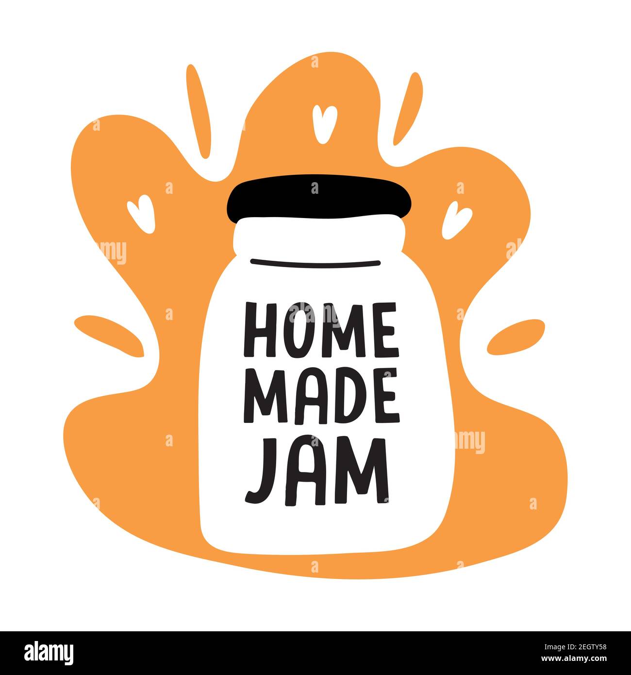 home made jam lettering in jar silhouette style icon vector ...
