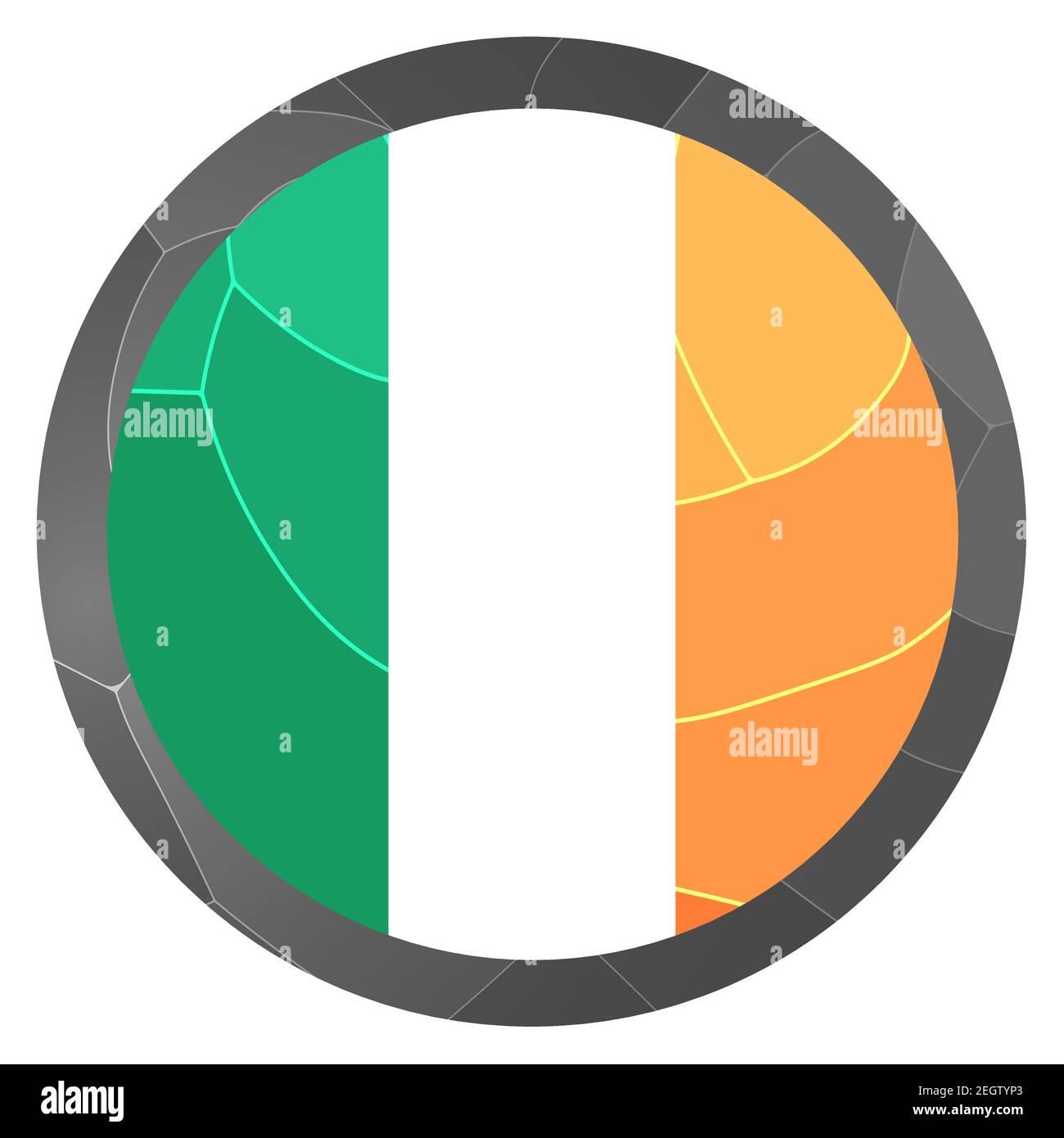 Glass light ball with flag of Ireland. Round sphere, template icon ...