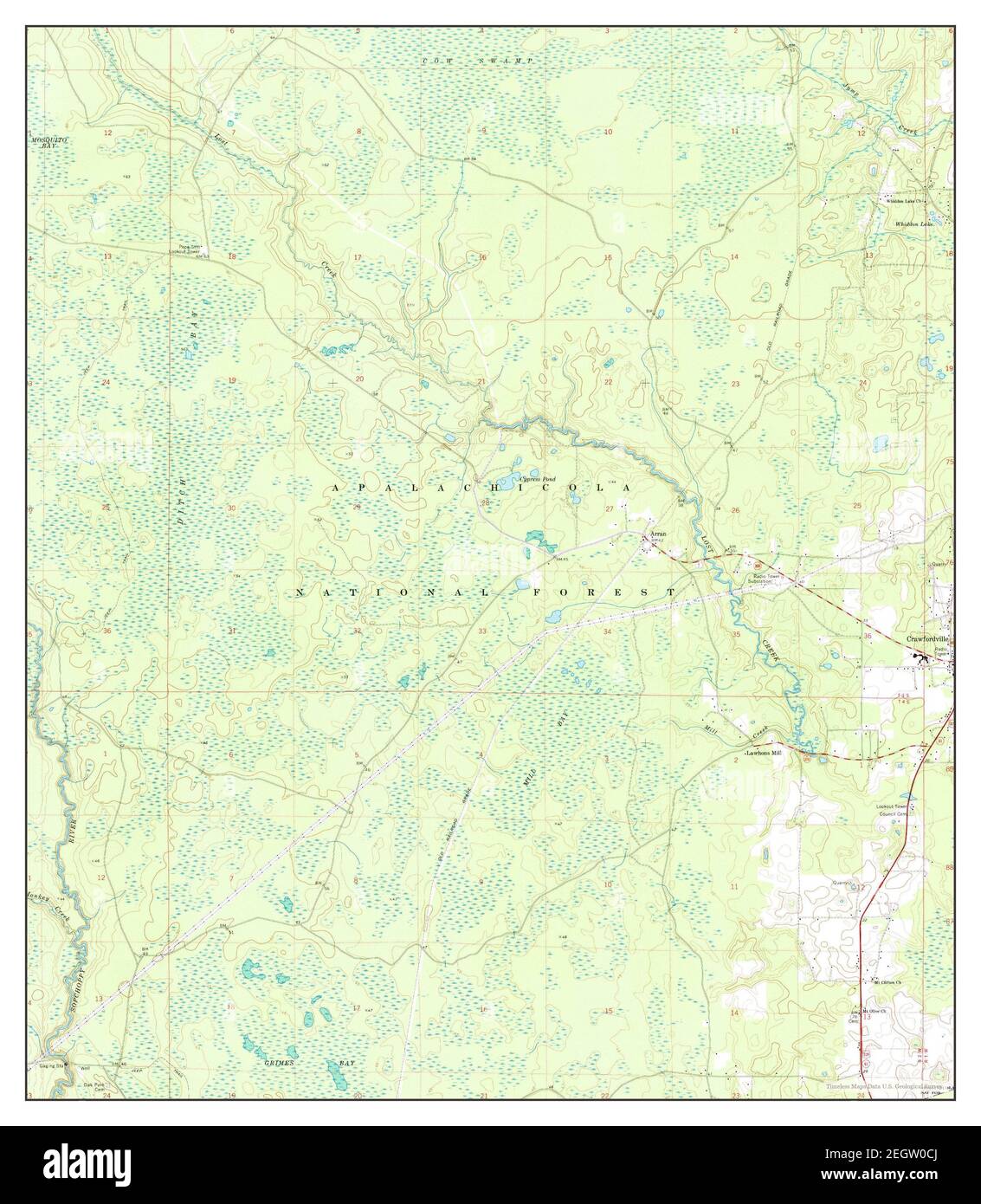 Crawfordville West, Florida, map 1972, 1:24000, United States of ...