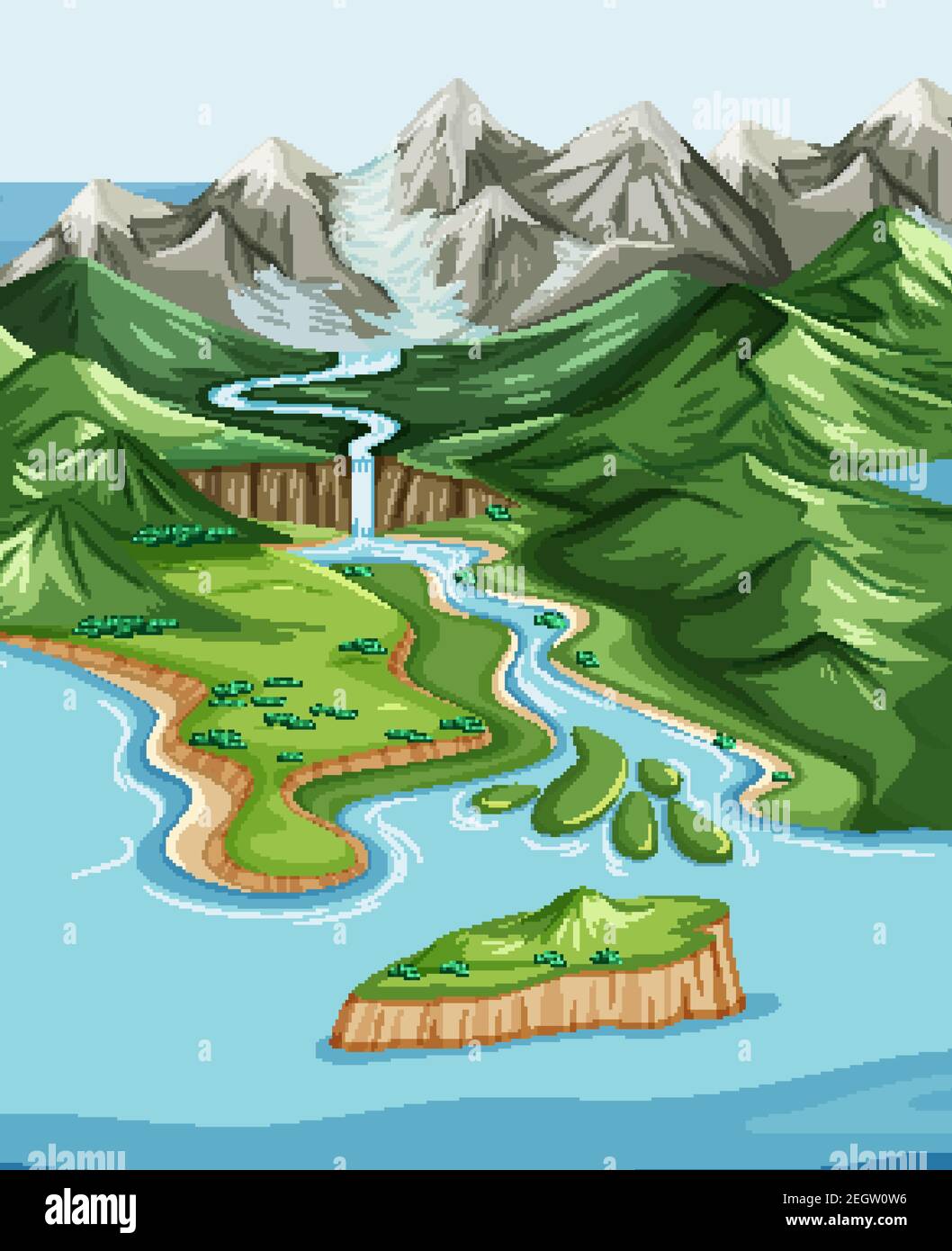 Bird's eye view with nature park landscape scene illustration Stock ...