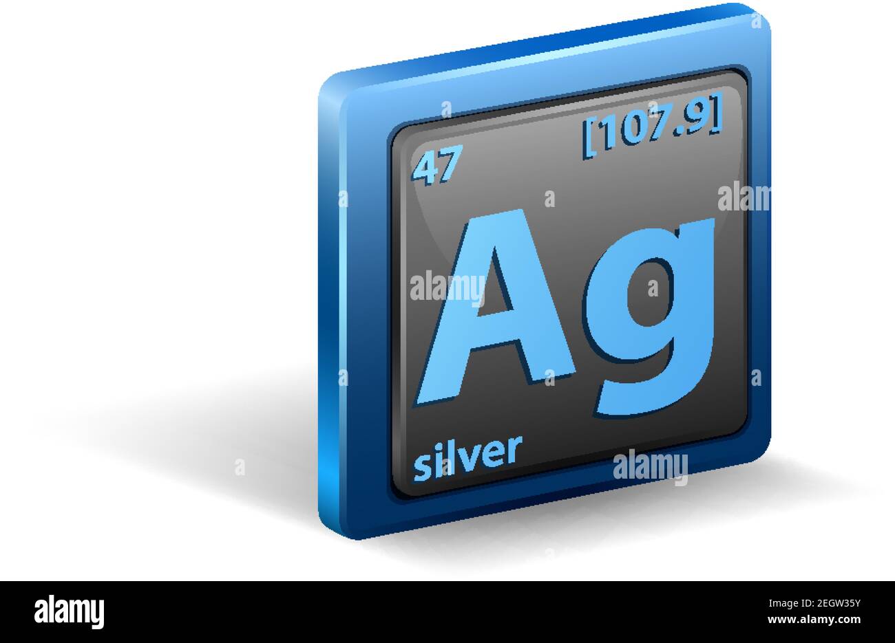 Silver chemical element. Chemical symbol with atomic number and atomic ...