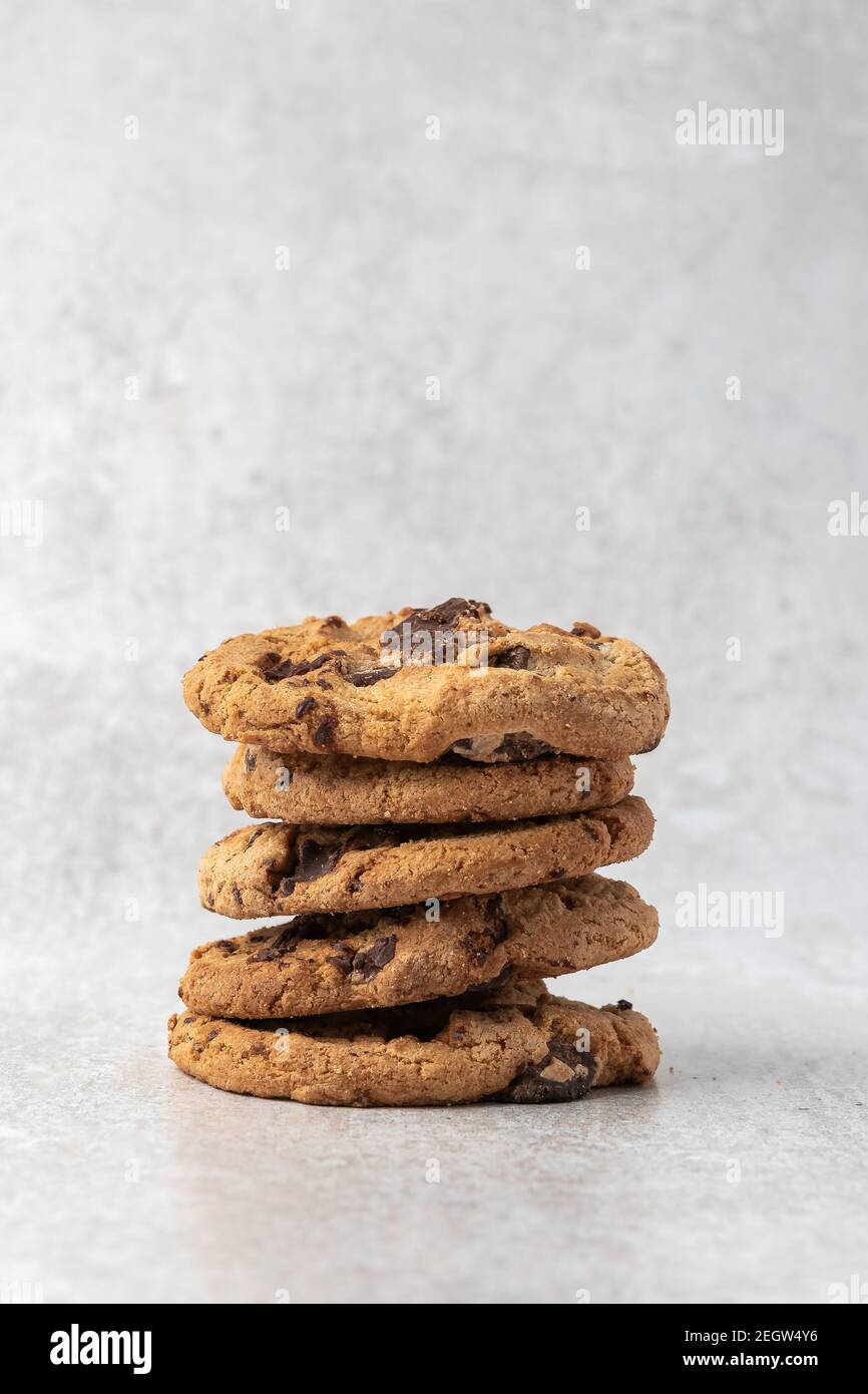 Cookies stacked with a light colored background Stock Photo - Alamy