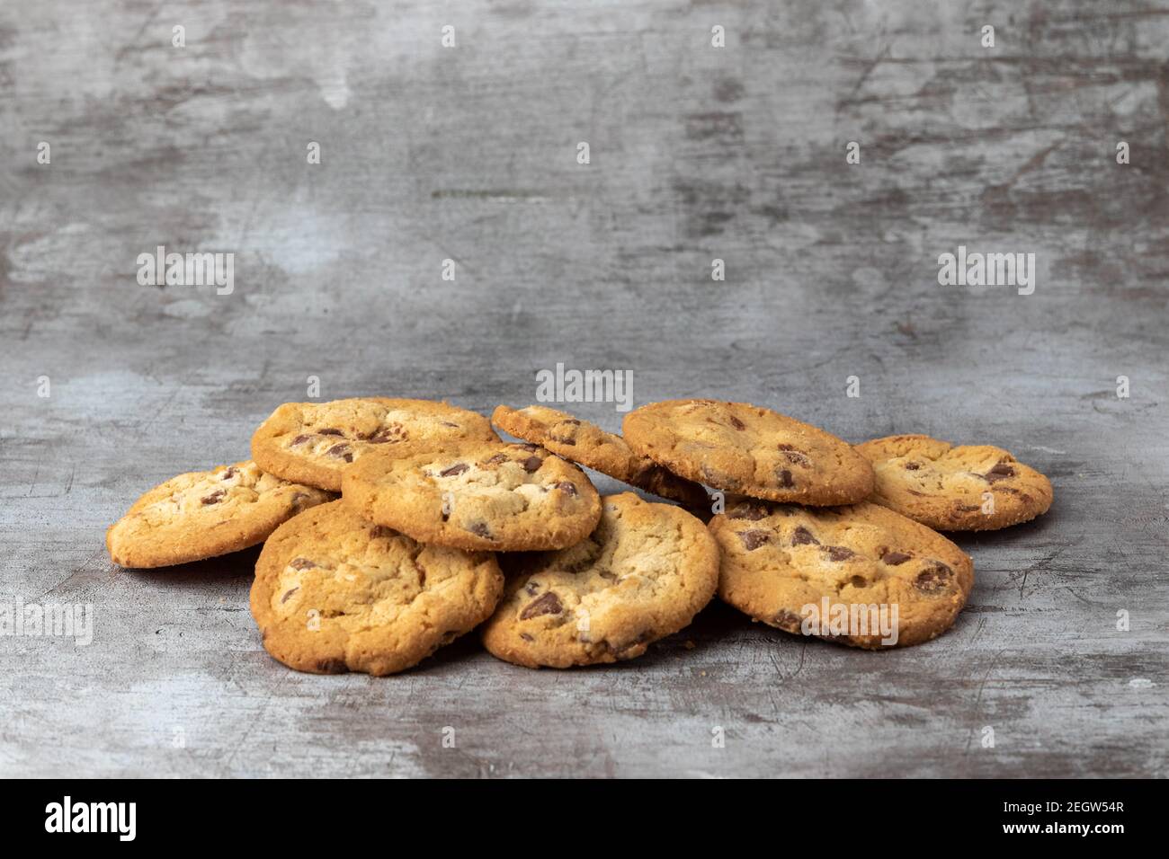 Cookies stacked with a neutral colored background Stock Photo - Alamy