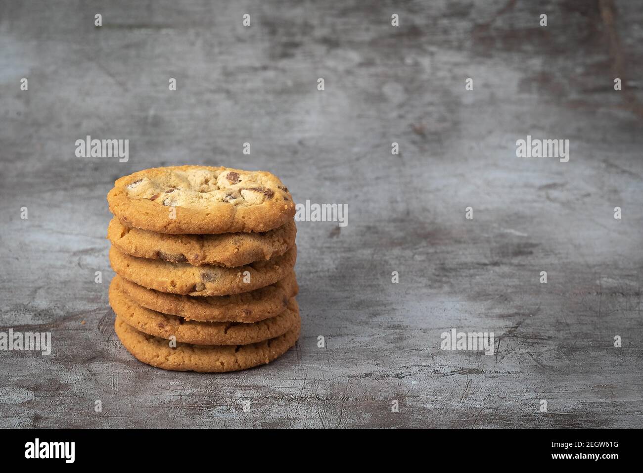Cookies stacked with a neutral colored background Stock Photo - Alamy