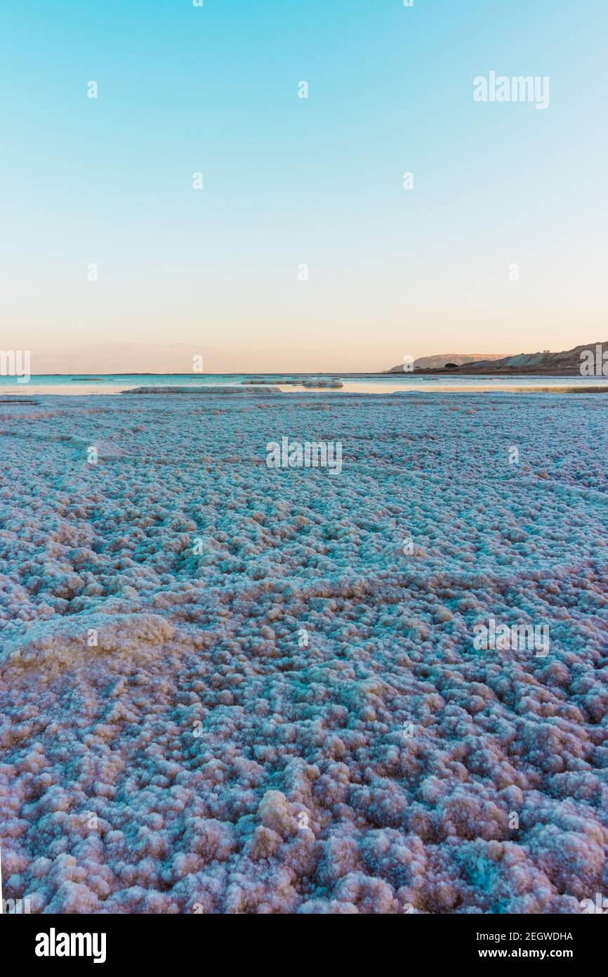 Texture of Dead Sea shore. Seascape in the evening, hdr . Israel Stock ...