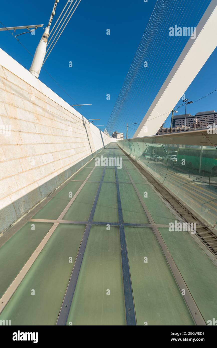 The sidewalk with a glass floor, above the famous String Bridge at the ...