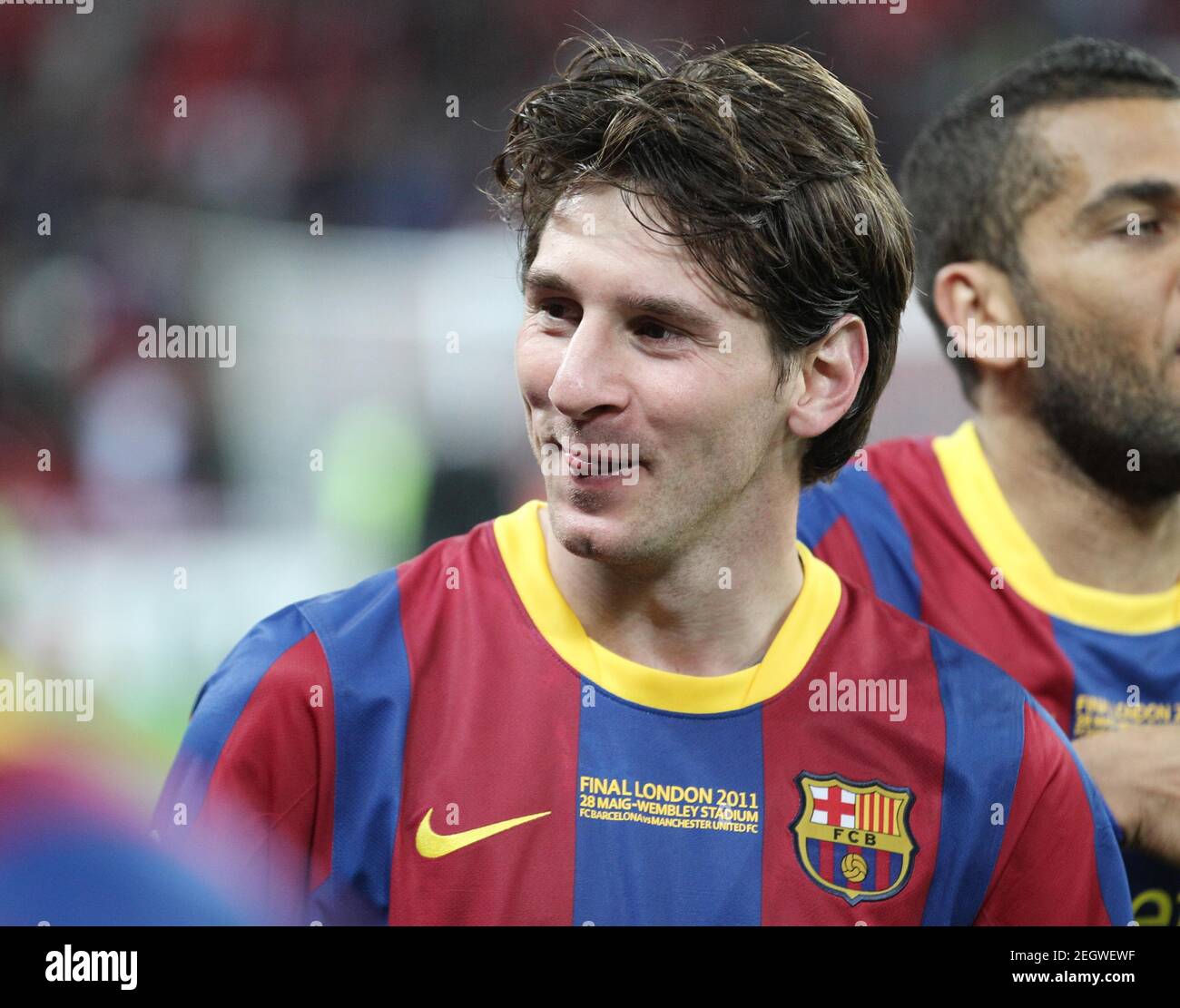 Barcelonas lionel messi celebrates winning uefa champions league hi-res ...