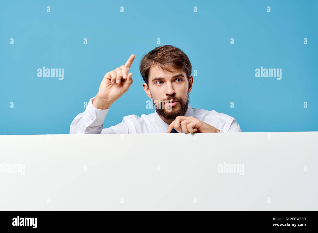 man in shirt with tie mocap poster presentation advertising blue ...