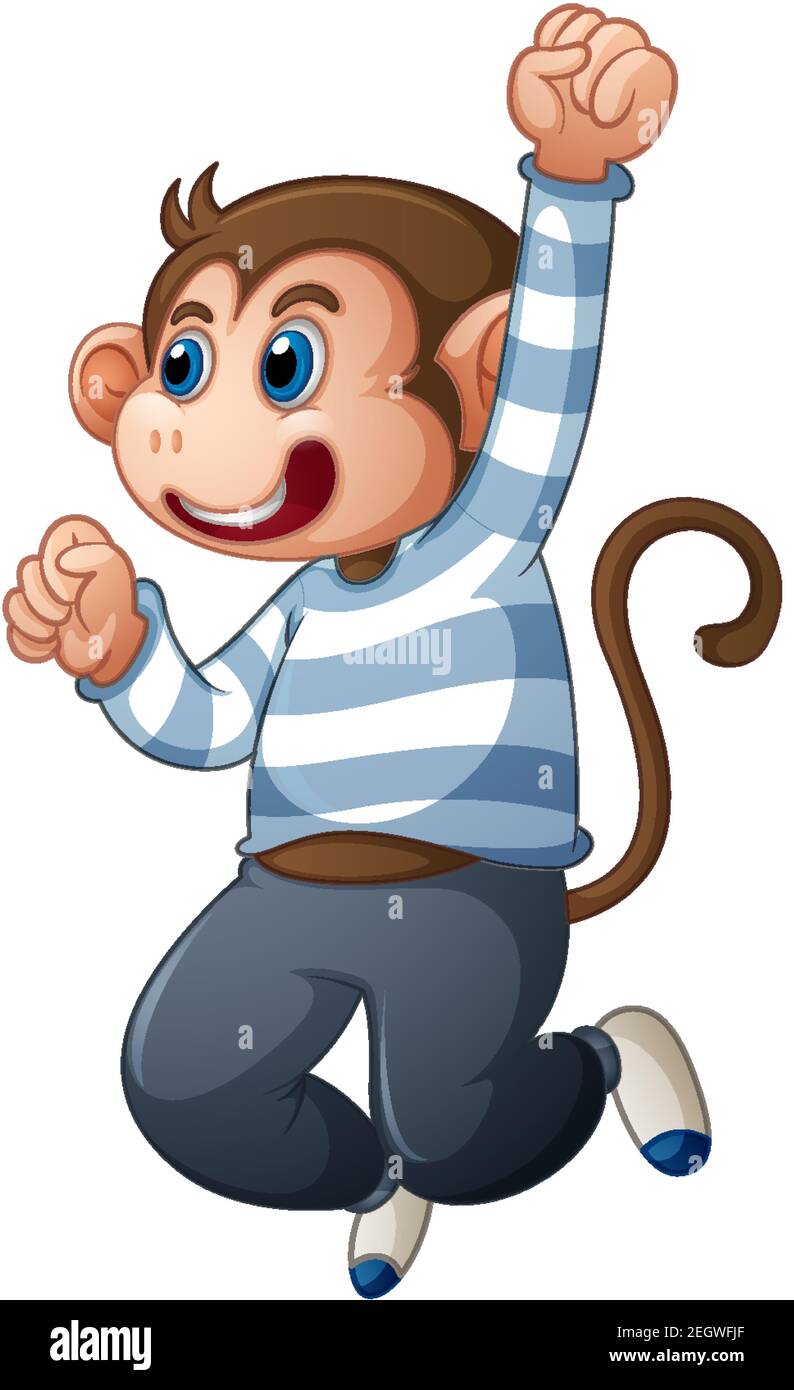 A cute monkey wearing t-shirt cartoon character isolated on white ...