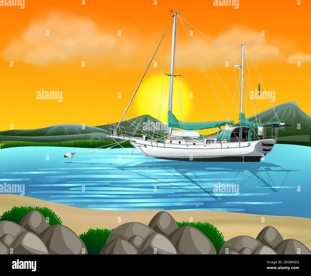 The rising sun ship Stock Vector Images - Alamy